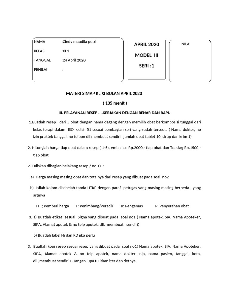 SIMAP MODEL III- CINDY MAUDILA XI.1 | PDF