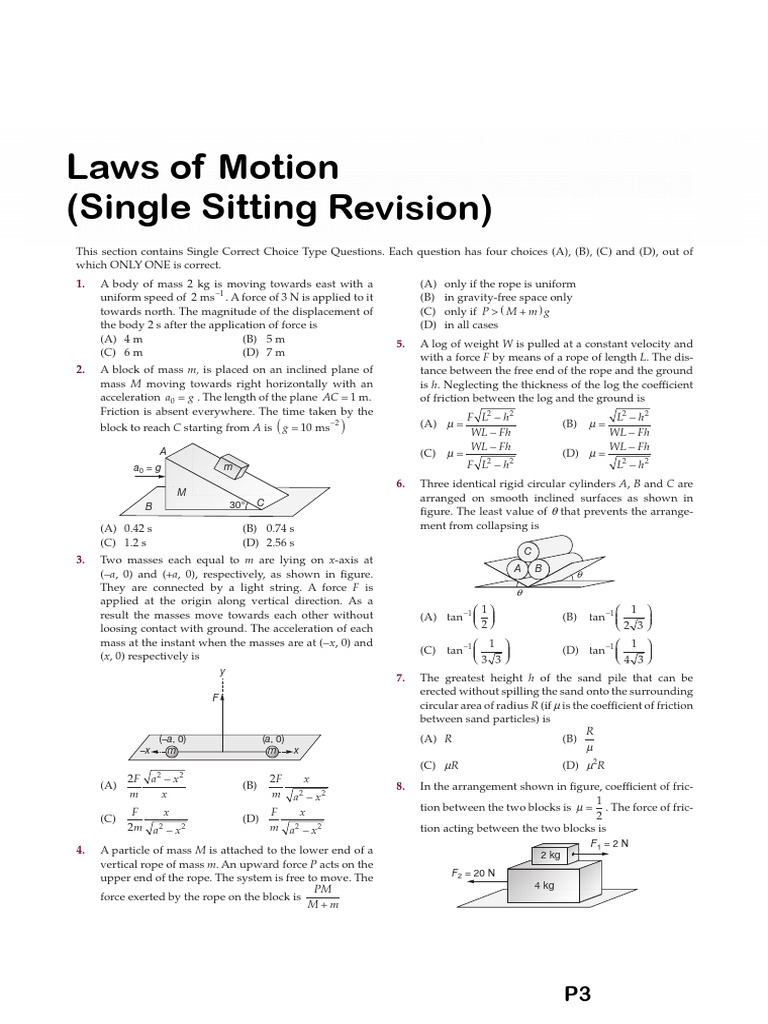 LoM & Friction - Single Sitting Revision | PDF | Force | Friction