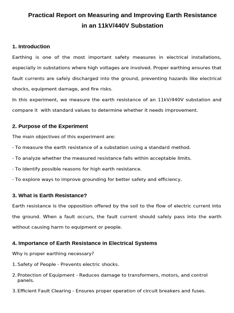 Earth Resistance Report | PDF