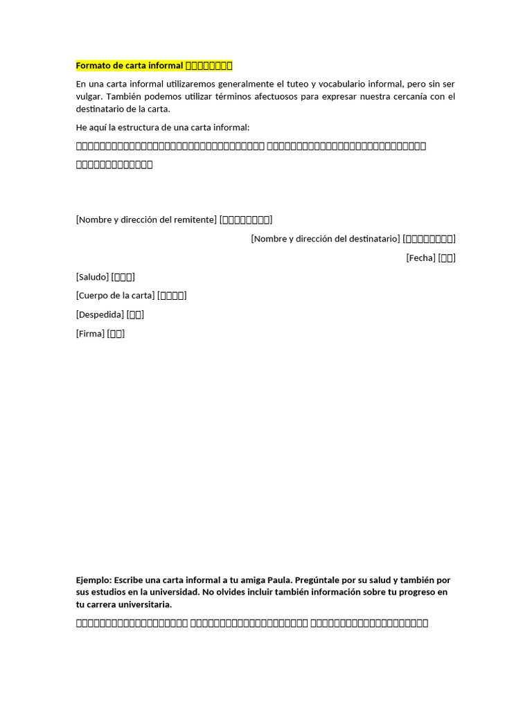 Estructura de Carta Informal | PDF