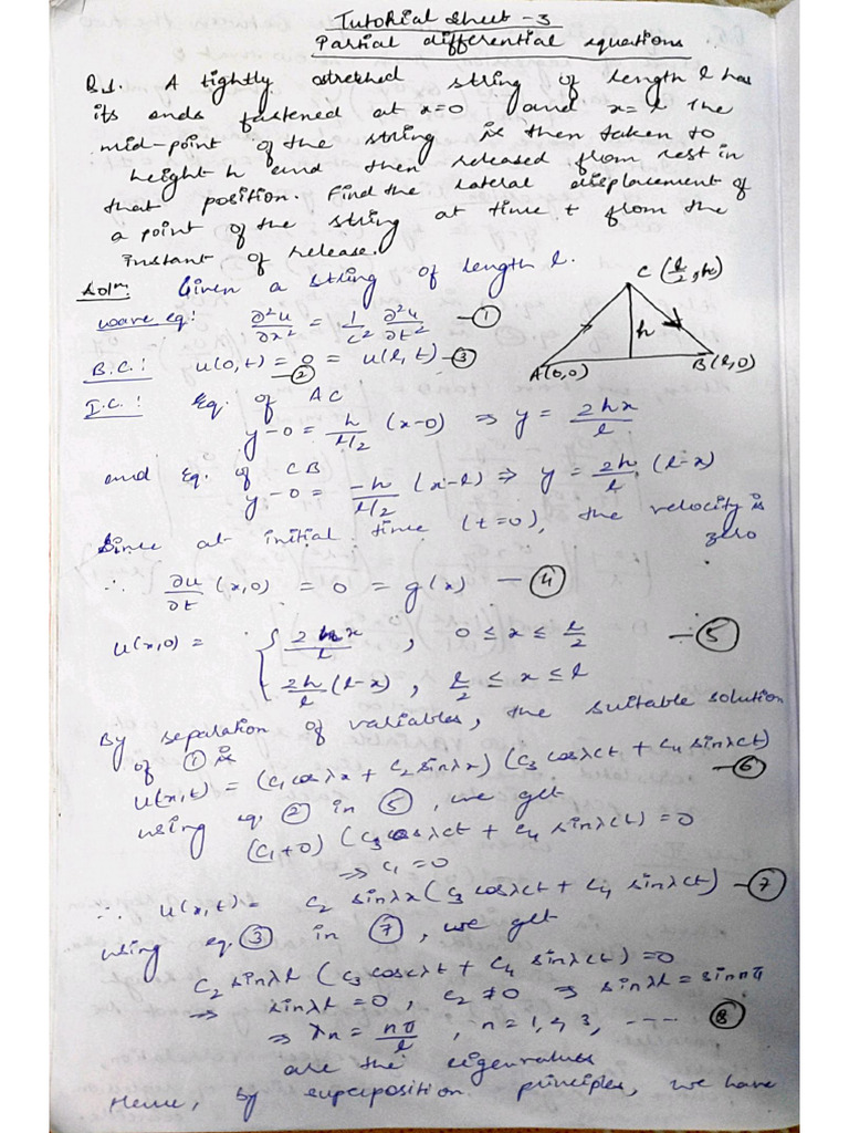 PDE - Wave Equation - Solutions | PDF