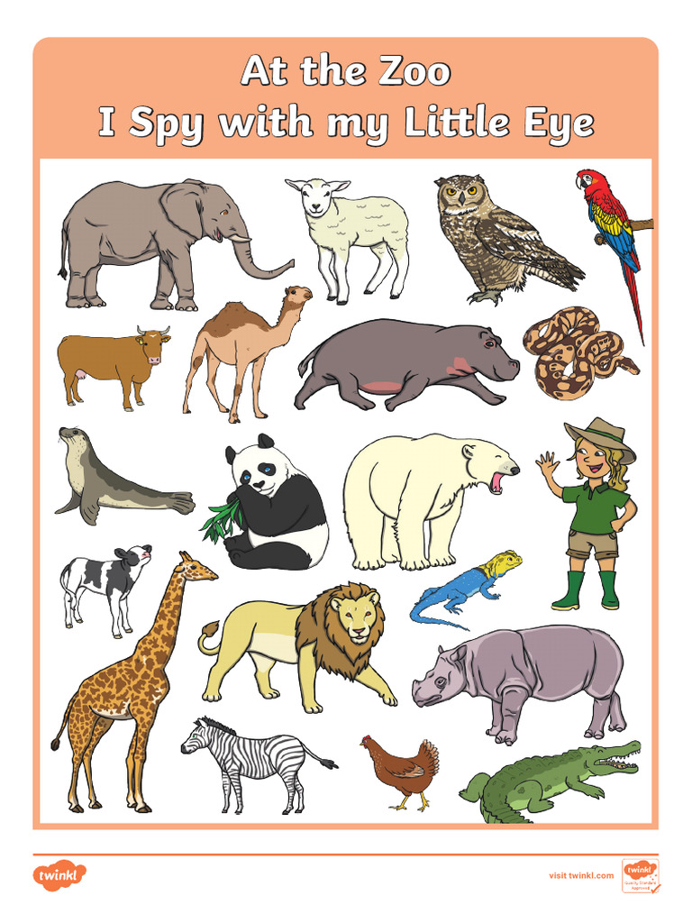 At The Zoo Themed I Spy With My Little Eye Activity | PDF