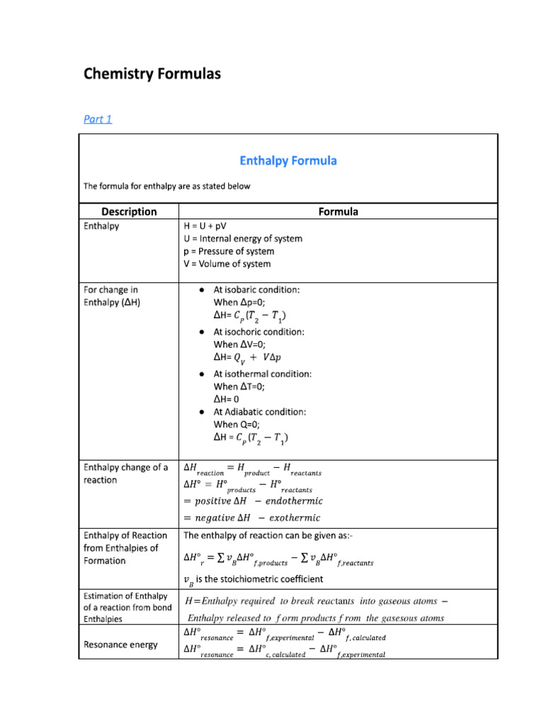Chemistry Formula | PDF
