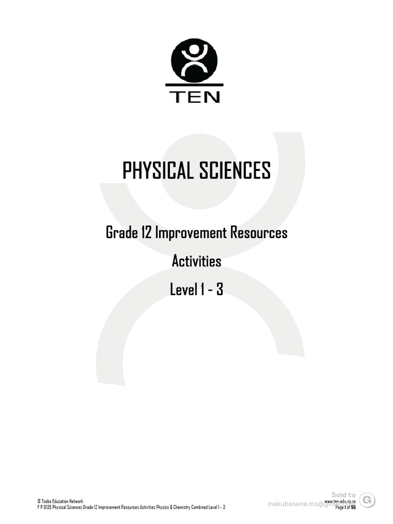 Physical Sciences GR 12 Improvement Resources Activities Combined Level ...