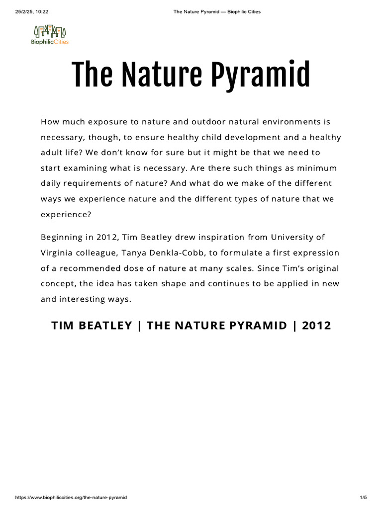 The Nature Pyramid - Biophilic Cities | PDF | Psychology | Behavioural ...
