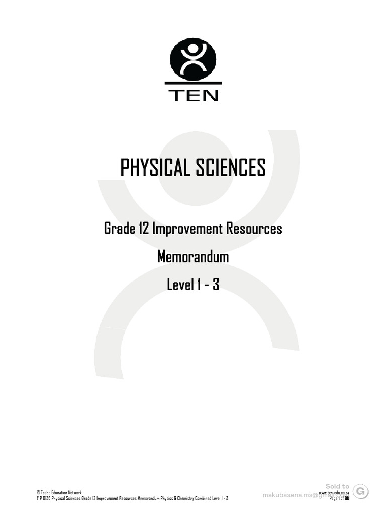 Physical Sciences GR 12 Improvement Resources Memorandum Combined Level ...