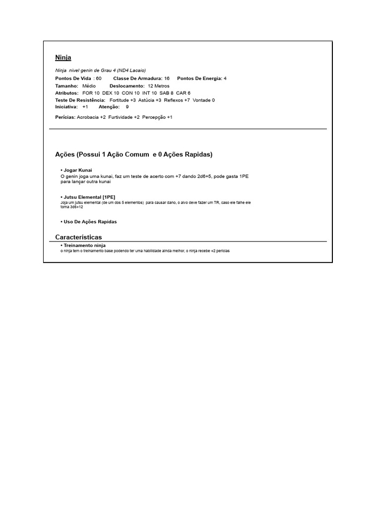 ND4 (Lacaio) Genin - Ficha Final | PDF