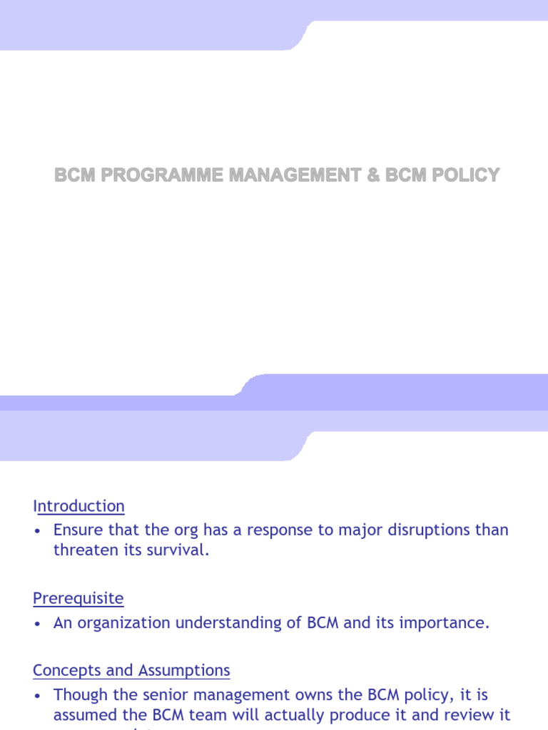 BCM Programme Management and BCM Policy_Revised | PDF | Policy | Governance
