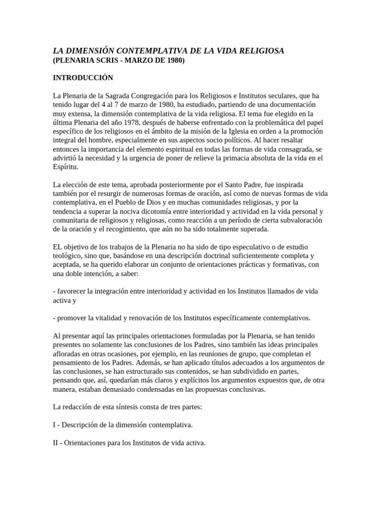 Dimensión Contemplativa en la Vida Religiosa | PDF | eucaristía ...