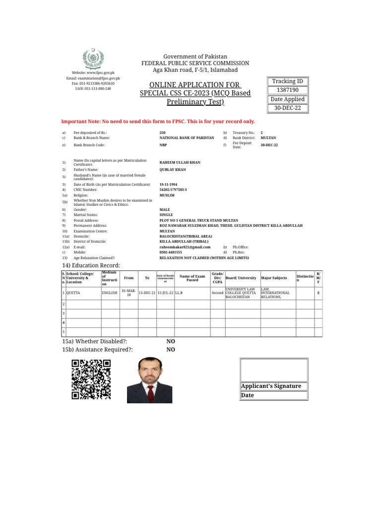 Competitive Examination (CSS) - 2021 | PDF | Pakistan