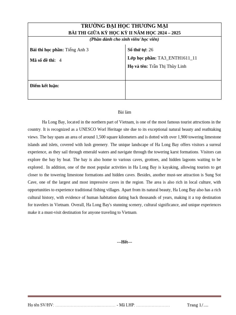 Bài Viết TA3 | PDF