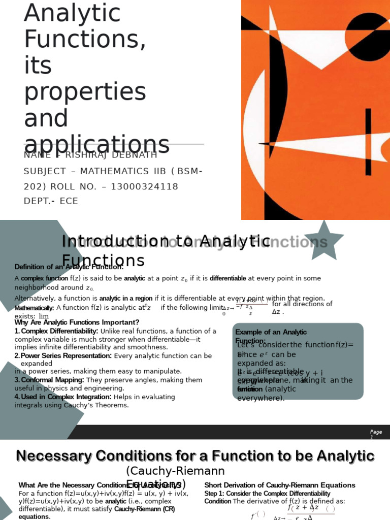 Analytic Functions: Properties & Applications | PDF | Function ...