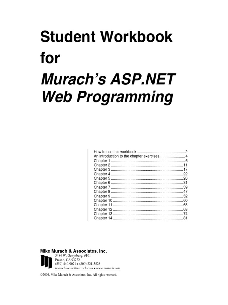 Student Workbook for ASP.NET Programming | PDF | World Wide Web | Internet & Web