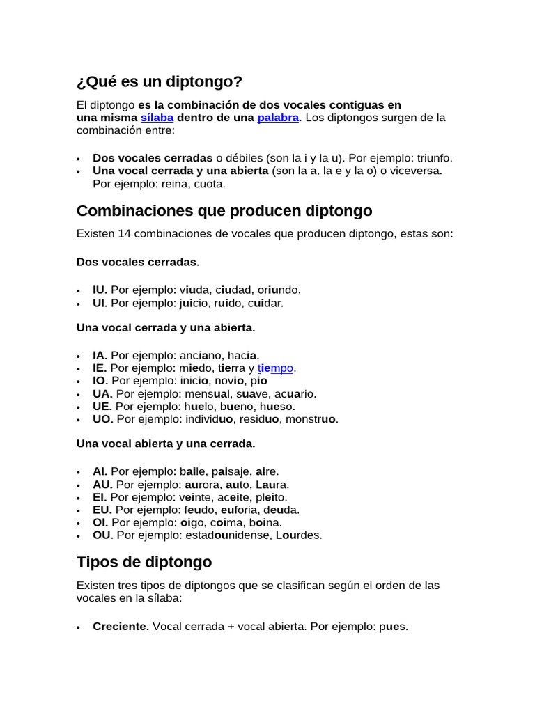 Qué es un diptongo | PDF