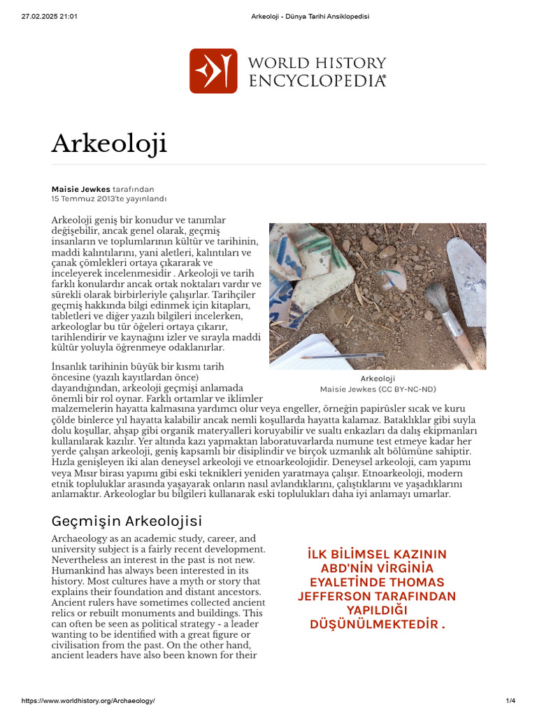 Arkeoloji - Dünya Tarihi Ansiklopedisi | PDF | Archaeology