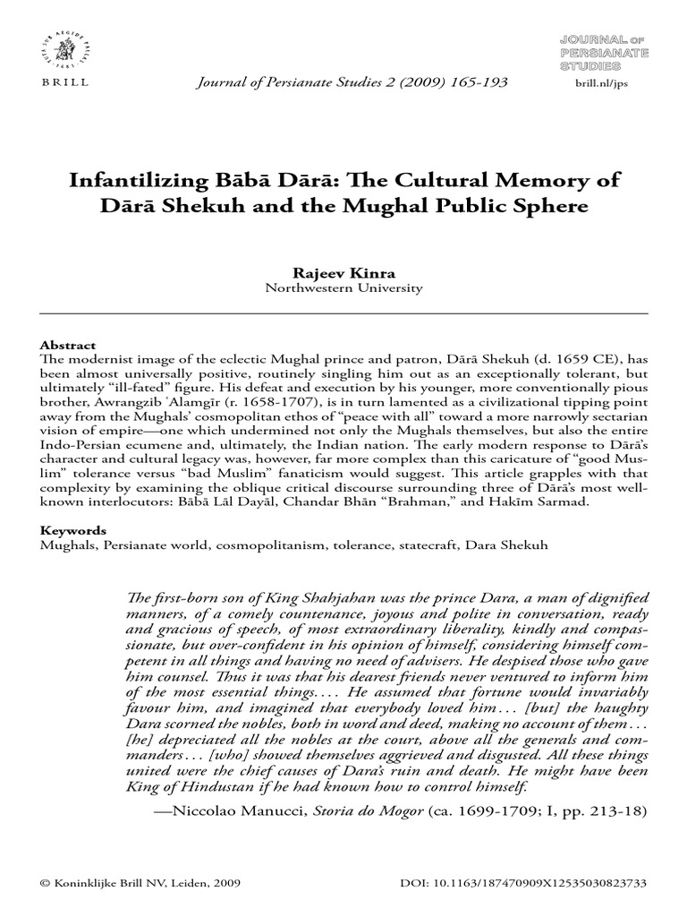 Kinra Infantilizing Baba Dara Highlighted | PDF | Mughal Empire | Sufism