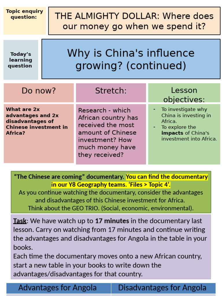 L6 8.1 Cover Lesson Chinese Investment in Africa | PDF