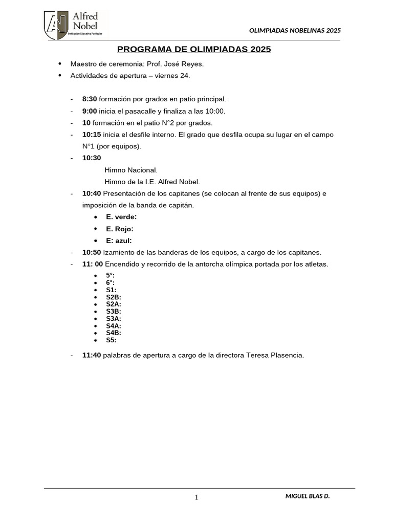 Programa de Olimpiadas 2025 - MB | PDF | Juegos olímpicos | Eventos deportivos múltiples