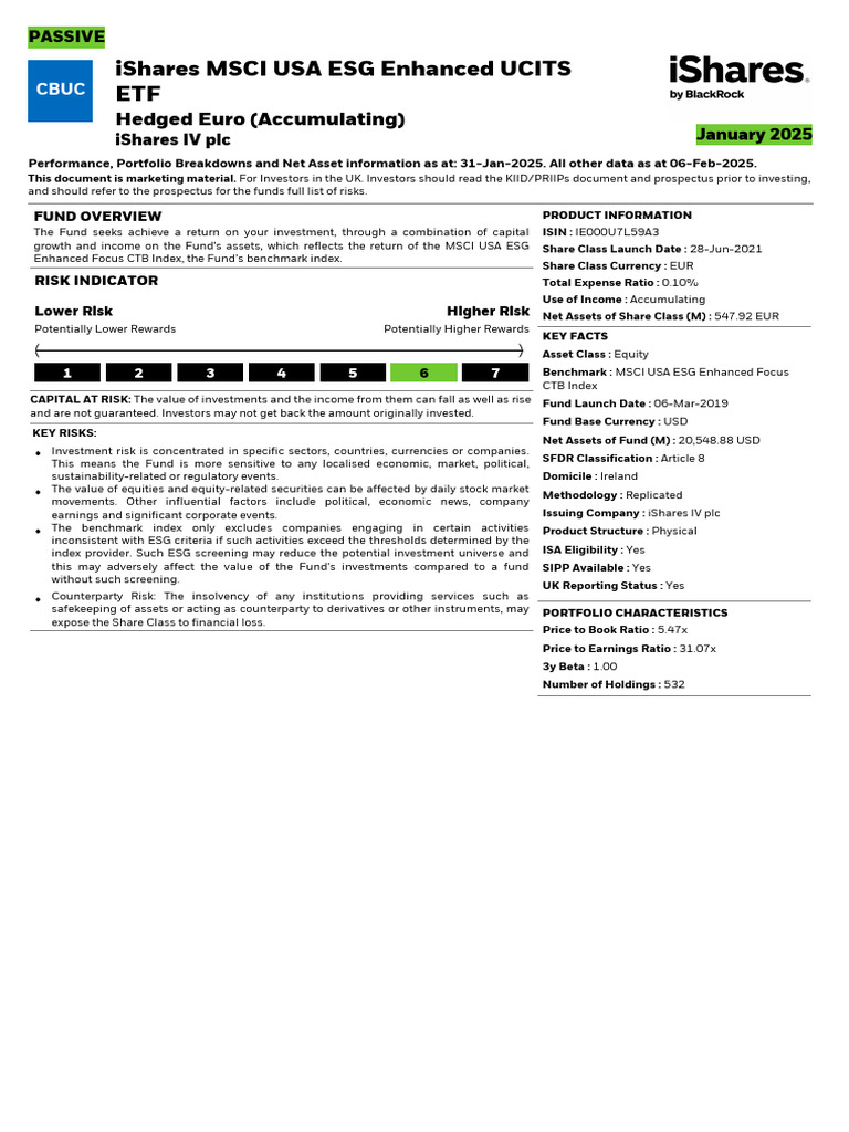 cbuc-ishares-msci-usa-esg-enhanced-ucits-etf-fund-fact-sheet-en-gb | PDF | Investment Fund ...