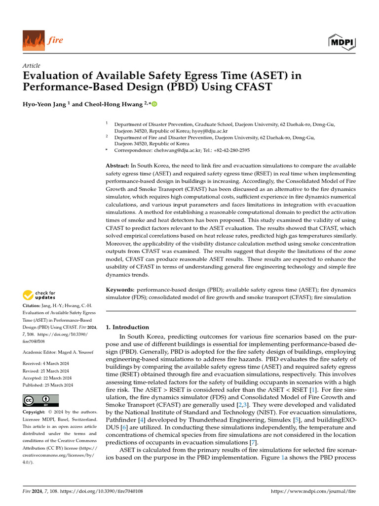 Evaluation of Available Safety Egress Time (ASET) in | PDF | Simulation ...