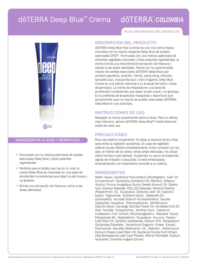 Doterra Deep Blue Crema Rub | PDF