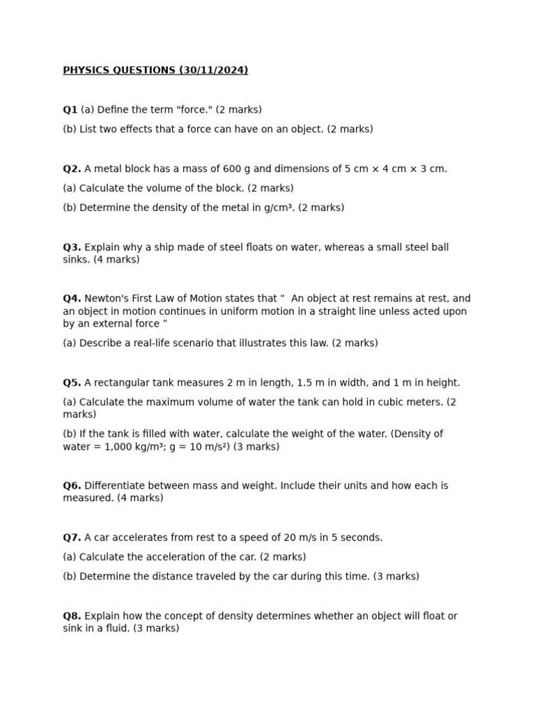 Physics Questions and Answers Guide | PDF