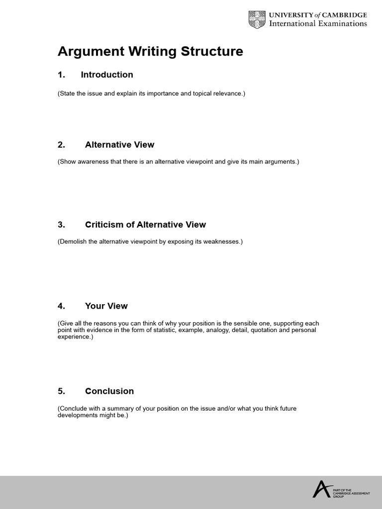 Argument Writing Structure | PDF