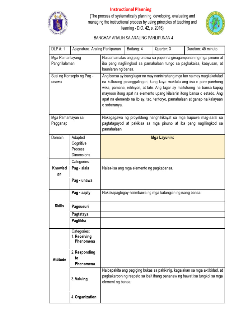 Banghay Aralin Sa Araling Panlipunan 4 - Pinaka Final | PDF