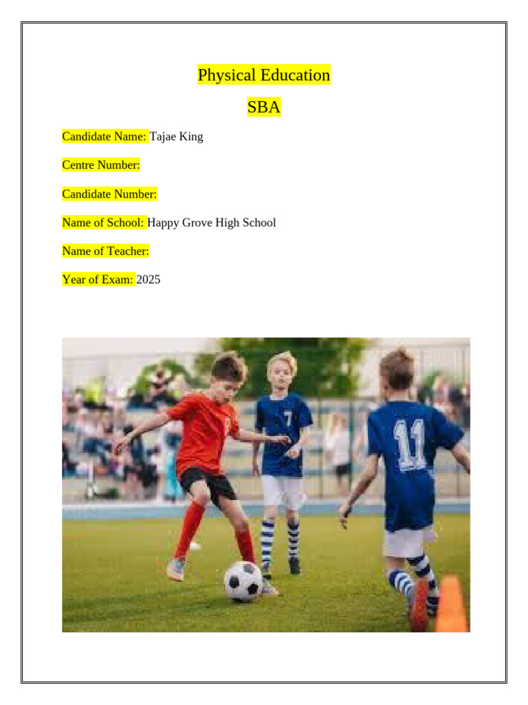 Tajae King Physical Education SBA | PDF