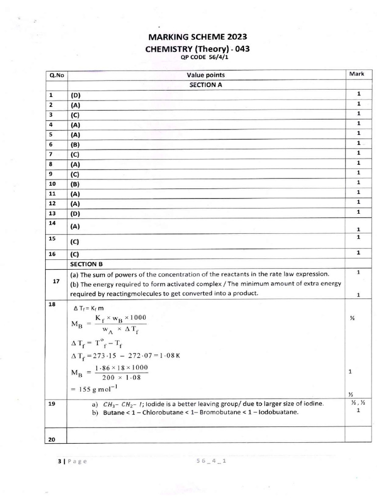Marking Scheme | PDF