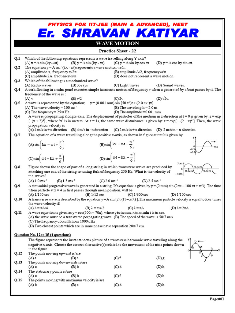 Wave Motion Practice Sheet -22 | PDF | Waves | Frequency