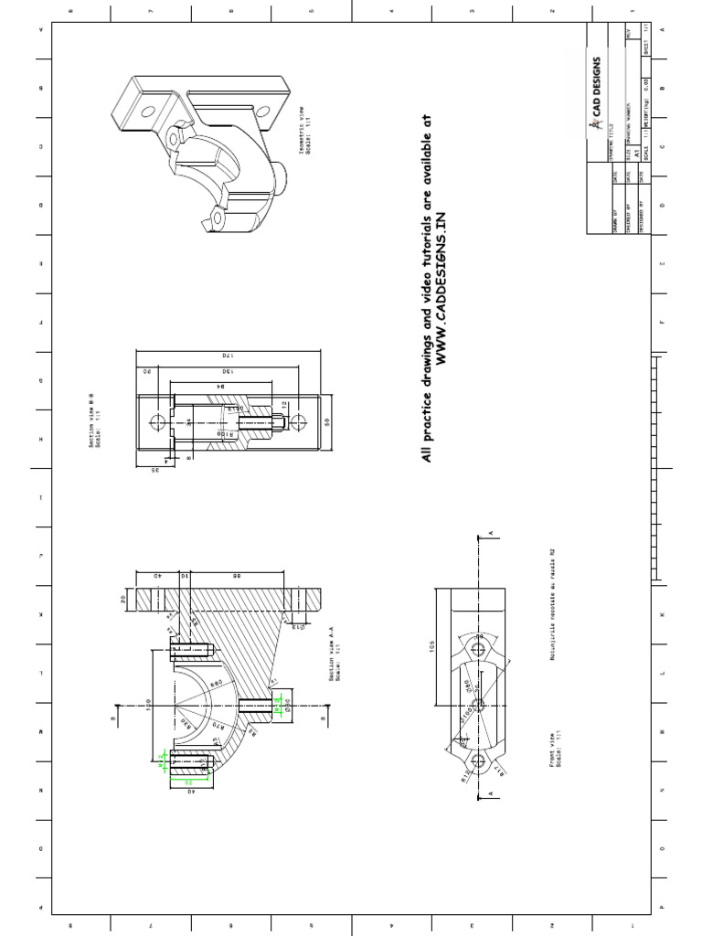 Mechanical Practice Drawing Sheets For AutoCAD CATIA NX SOLIDWORKS and ...