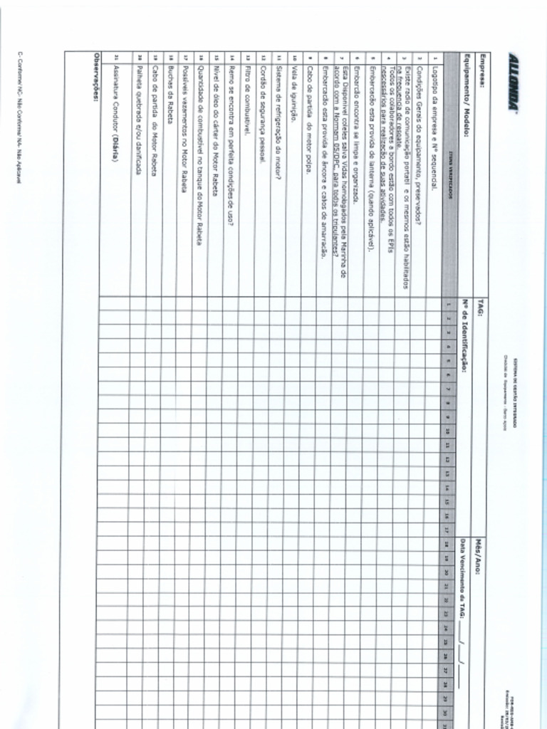 Checklist Barco de Apoio | PDF