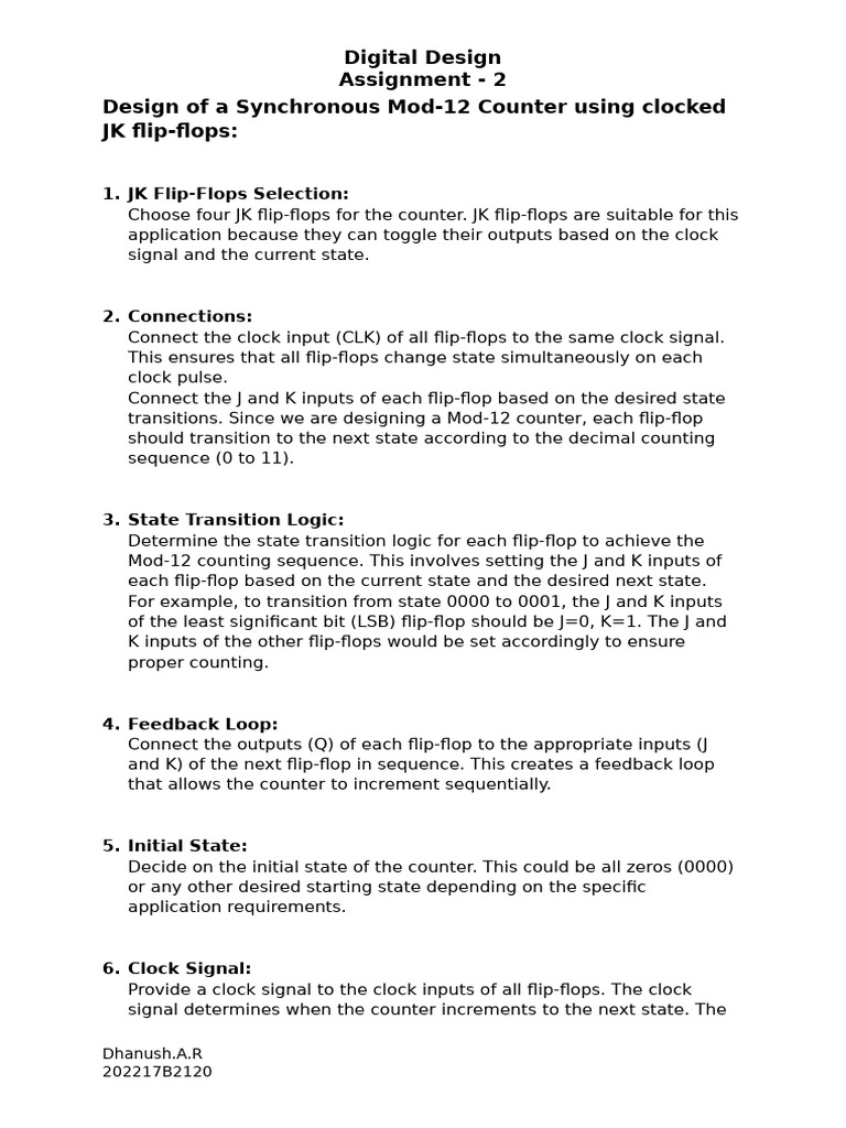 202217B2120 Digital Design Assignment-2 | PDF