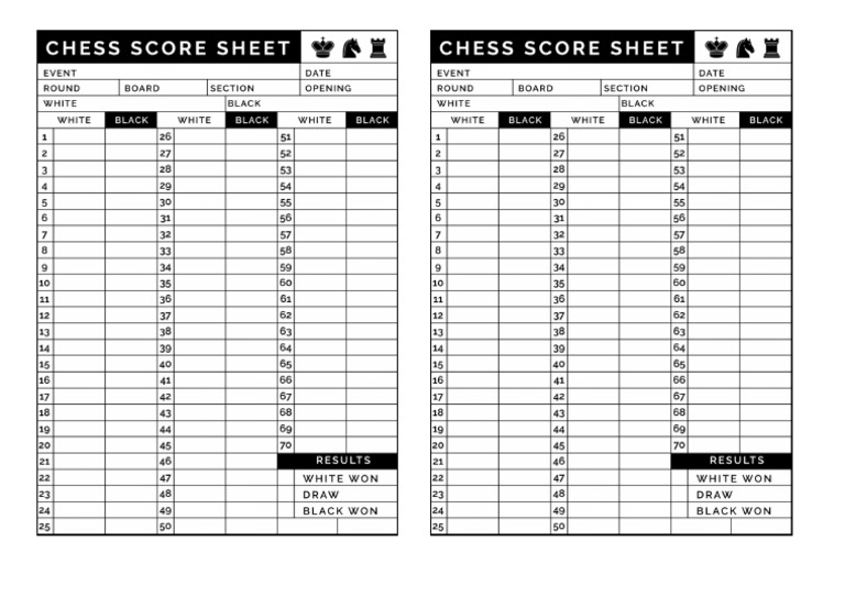 Chess Score Sheet | PDF