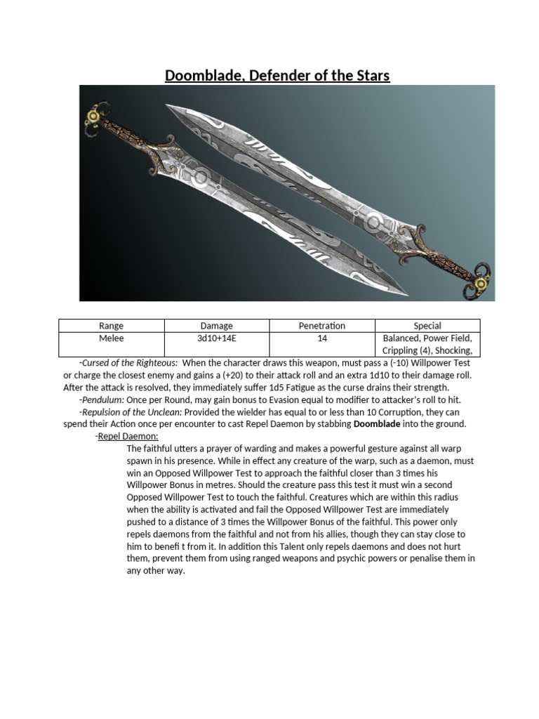 Doomblade Weapon Abilities Guide | PDF