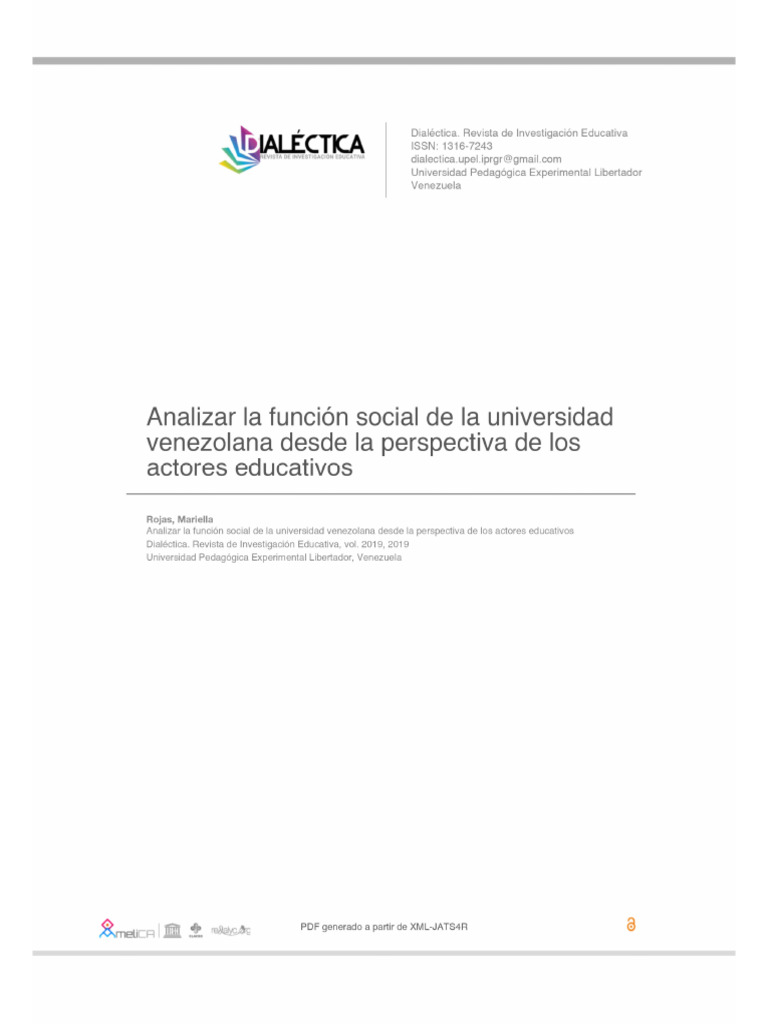 Analizar La Funcion Social de La Universidad Por Los Actores Educativos ...