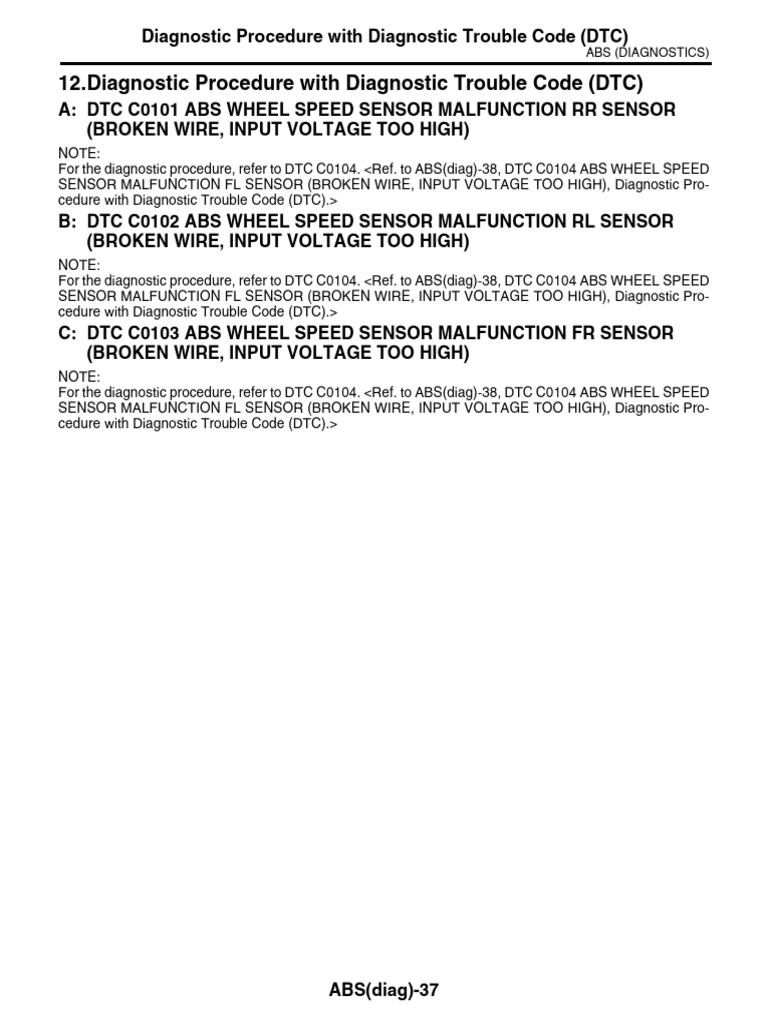 ABS Wheel Speed Sensor Diagnostics Guide | PDF | Anti Lock Braking ...