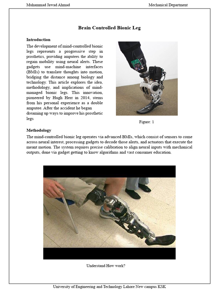 Brain Controlled Bionic Leg | PDF | Prosthesis | Neuroscience