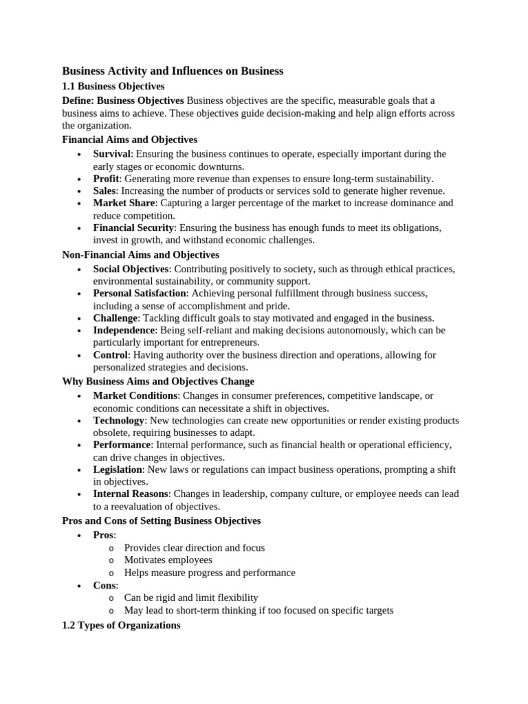 Business Activity and Influences on Business | PDF | Labour Economics ...