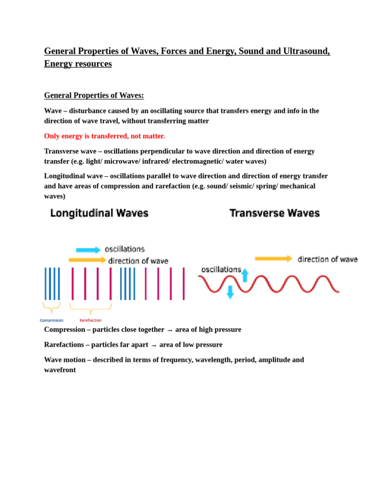 General properties of Waves, Sound, Forces and Energy | PDF | Waves ...