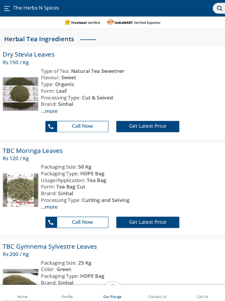 Herbal Tea Ingredients & Pricing | PDF | Medicinal Plants | Plants