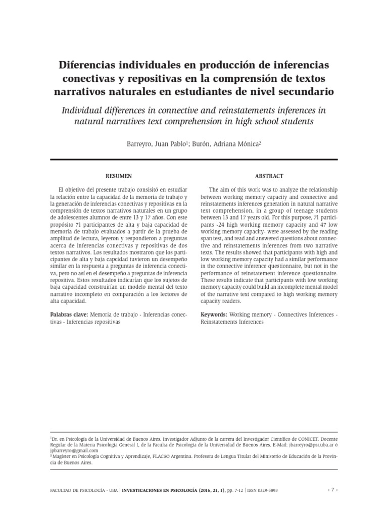 Barreyro Buron (2016) | PDF | Memoria | Sicología