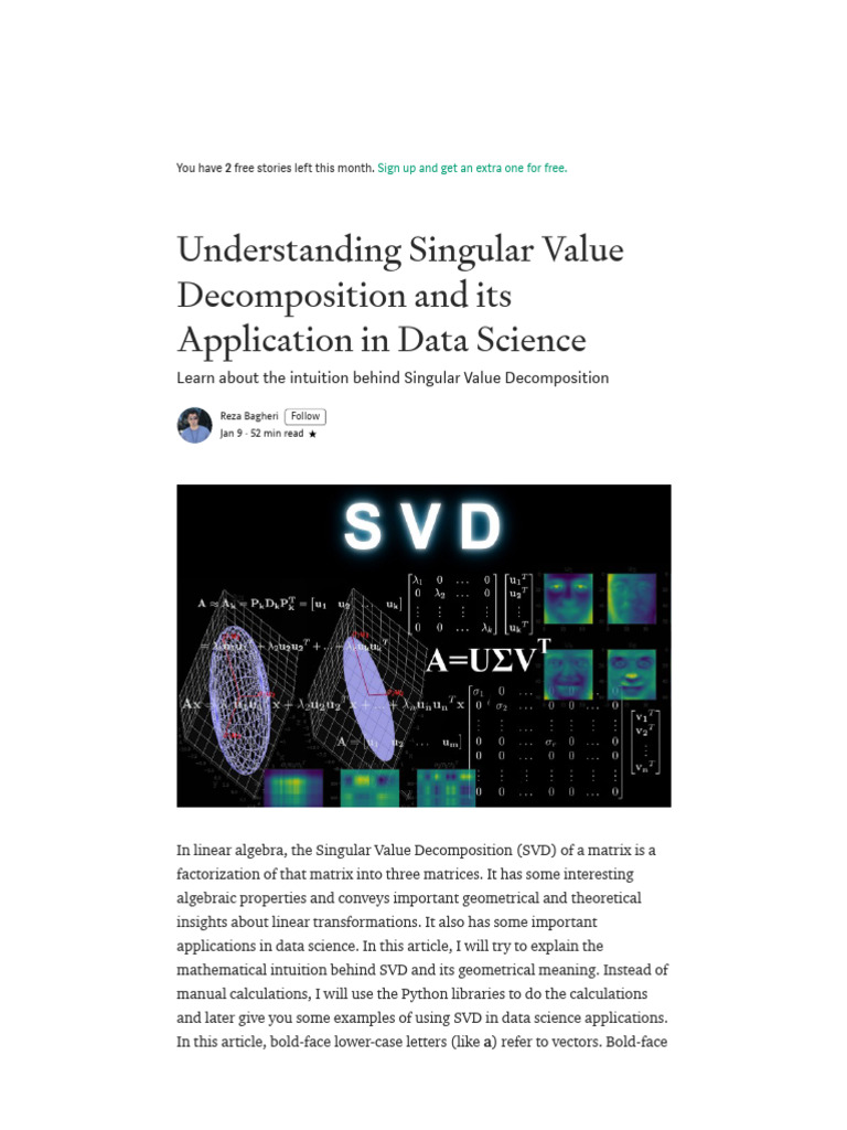Singular Value Decomposition in Data Science | PDF | Eigenvalues And Eigenvectors | Matrix ...