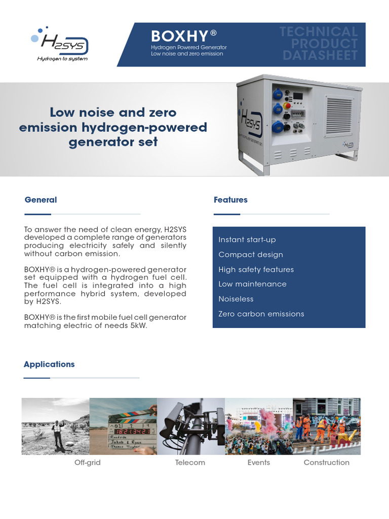 Ficha Técnica Del Generador de Pila de Hidrógeno BOXHY | PDF | Fuel ...