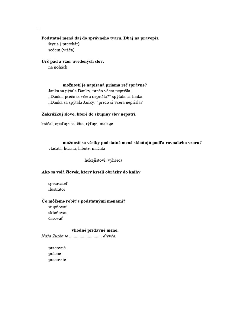 Podstatné Mená | PDF