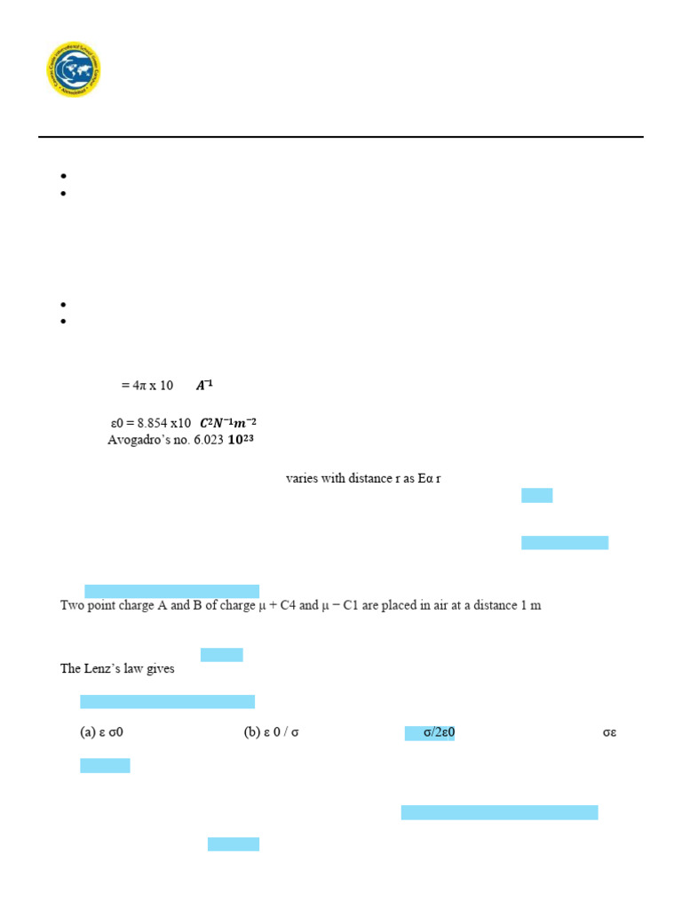 Physics Half-Yearly Exam Sample 2024-25 | PDF | Capacitor | Magnetic Field
