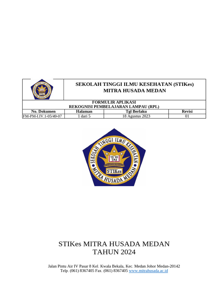 2 Formulir Aplikasi RPL Tipe A (Form 2 F02) | PDF