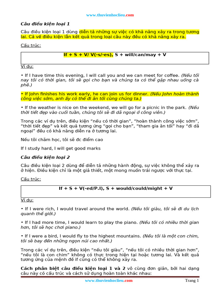 Câu Điều Kiện, Htht | PDF