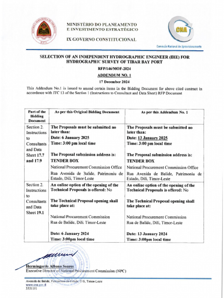Addendum No1 RFP 146 MOF 2024 | PDF